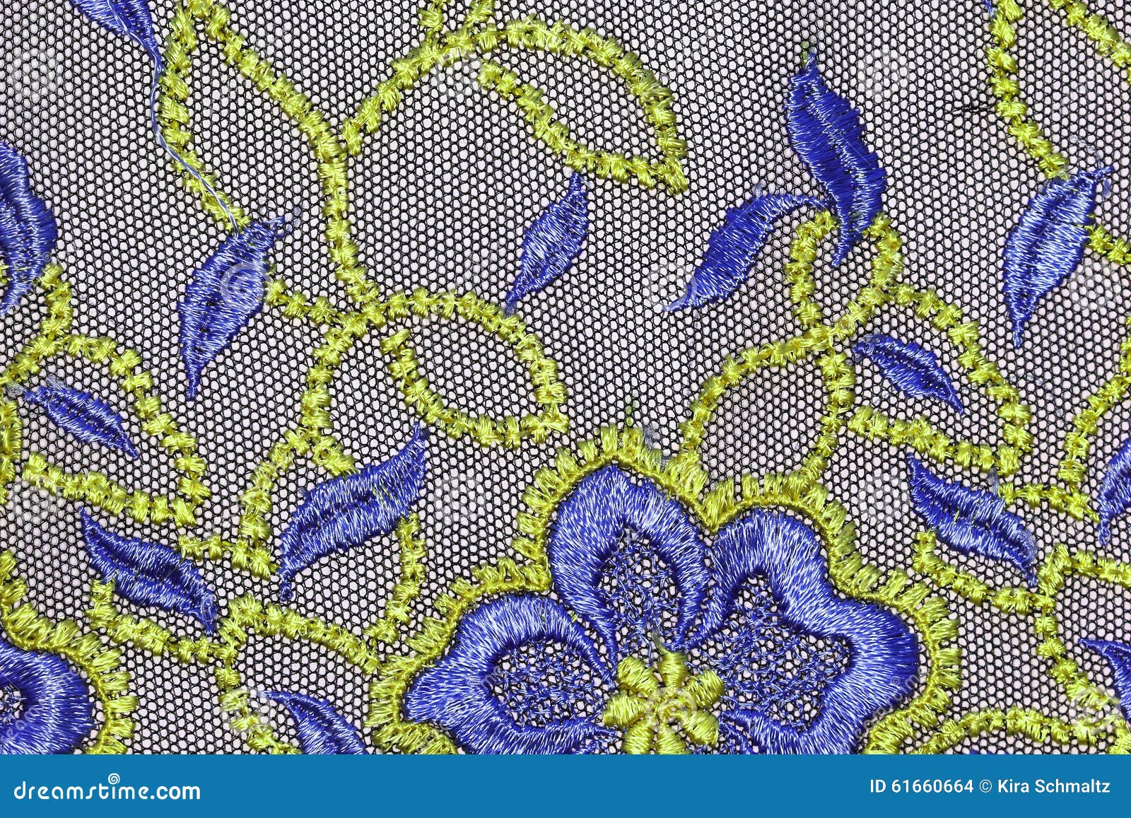 Macro Shot of the Blue and Yellow Lace Texture Material Stock Photo ...