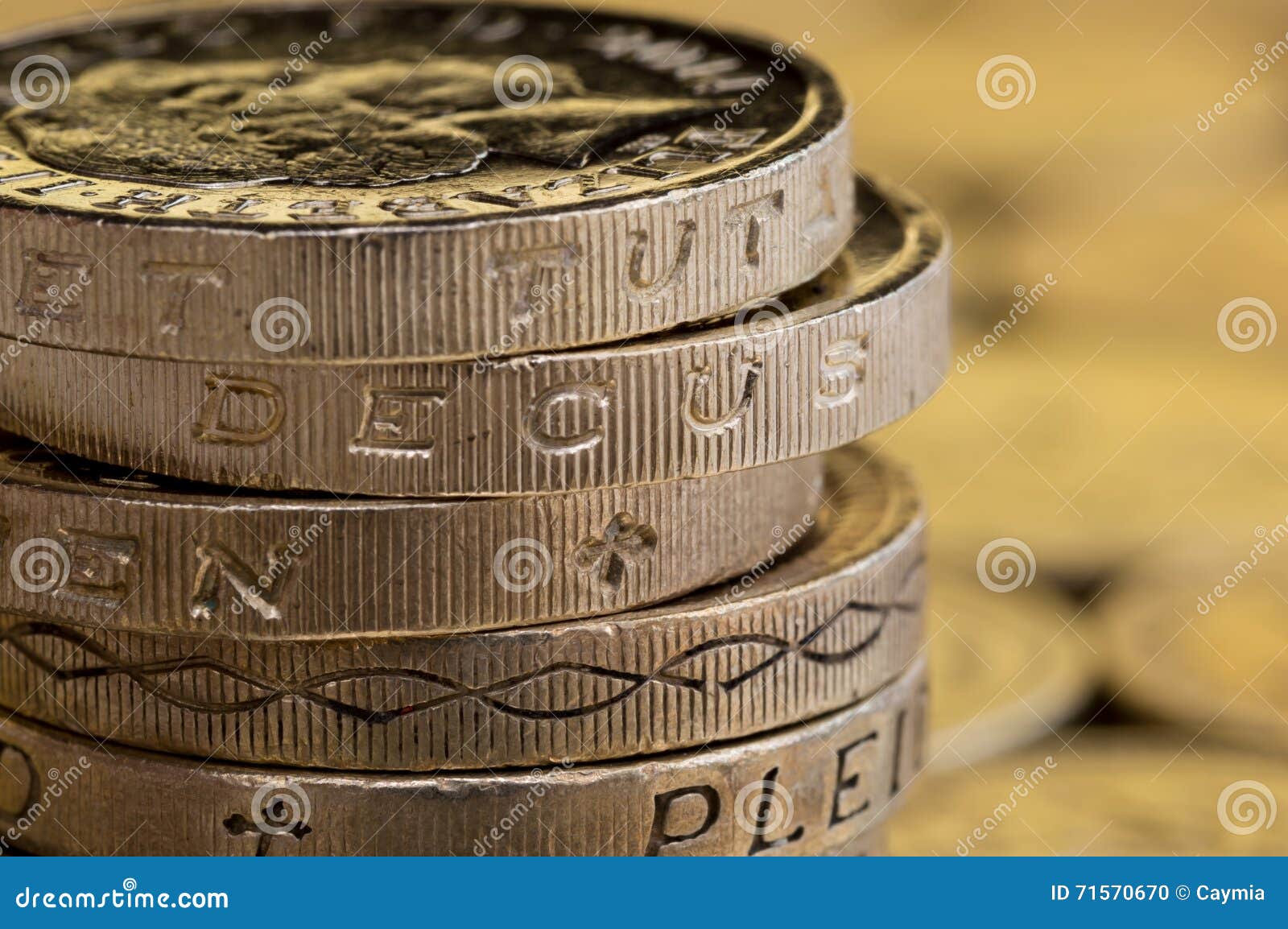 Macro Shot of British Pound Coins in a Stack. Stock Photo - Image of ...