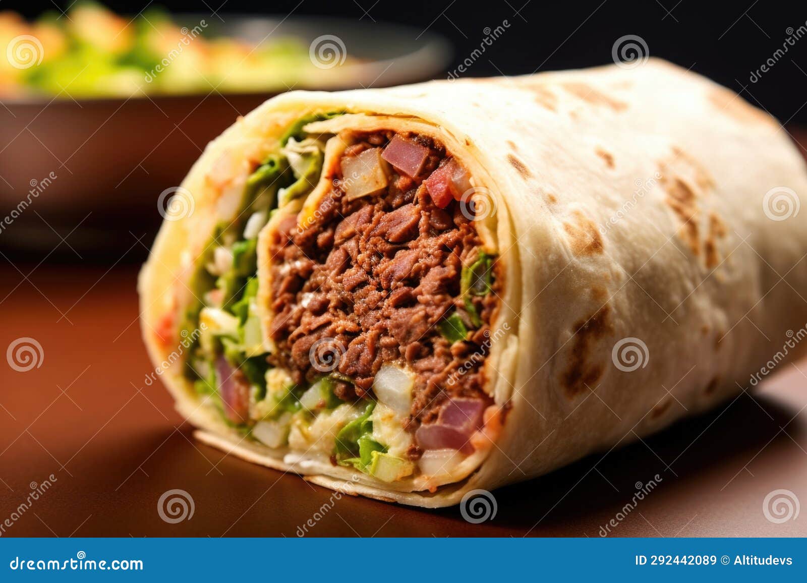 Macro Shot of a Burrito Showing Detailed Textures Stock Image - Image ...