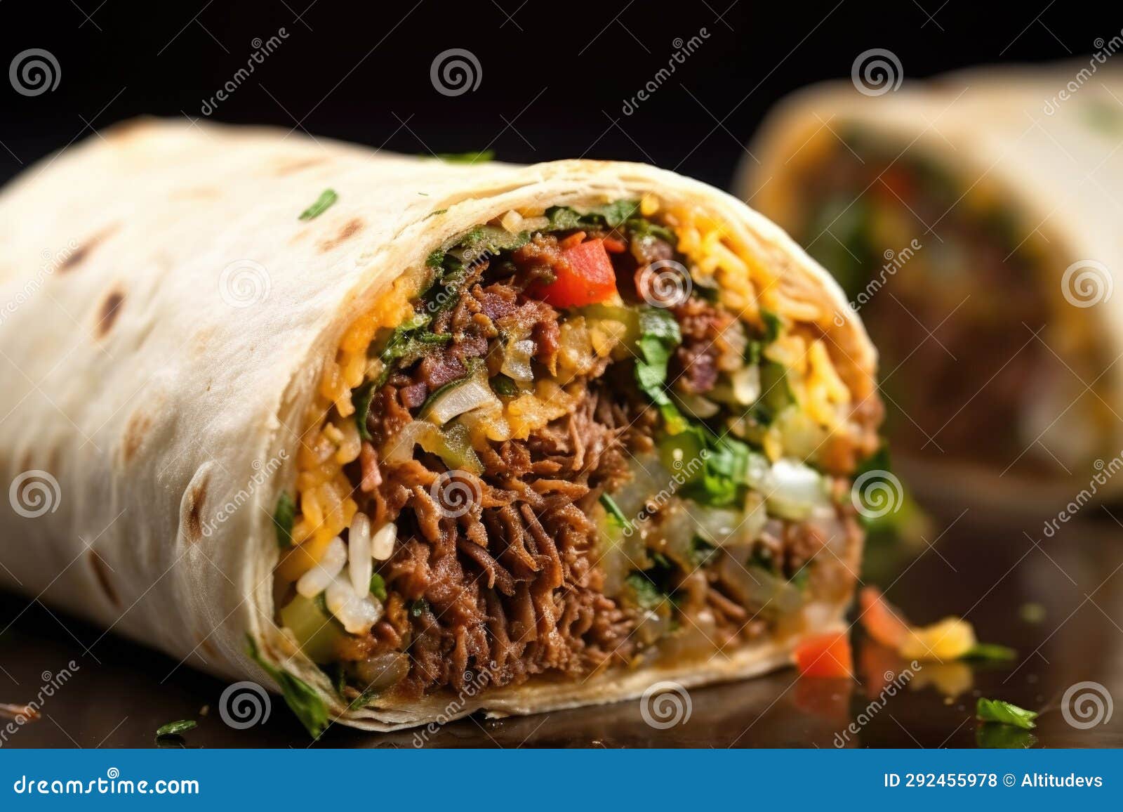 Macro Shot of a Burrito Showing Detailed Textures Stock Illustration ...