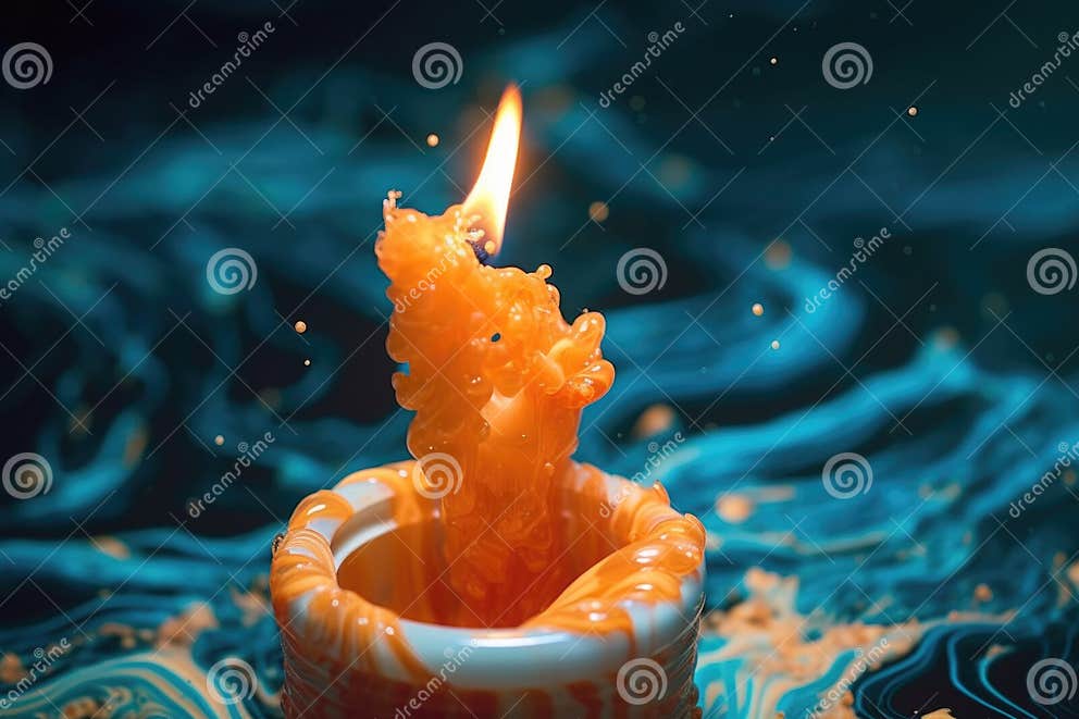 Macro Shot of Candle Wick Burning in Zero Gravity Environment Stock ...
