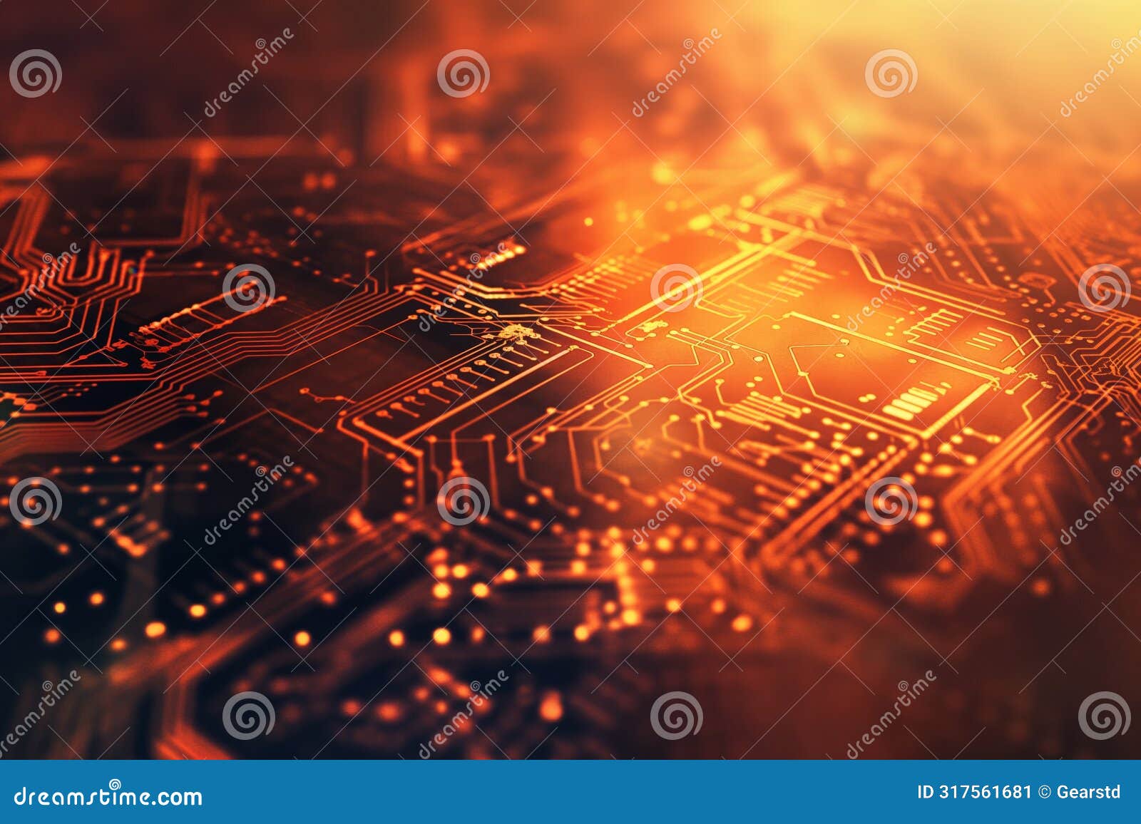 Warm Light on Complex Circuitry Details Stock Image - Image of lighting ...