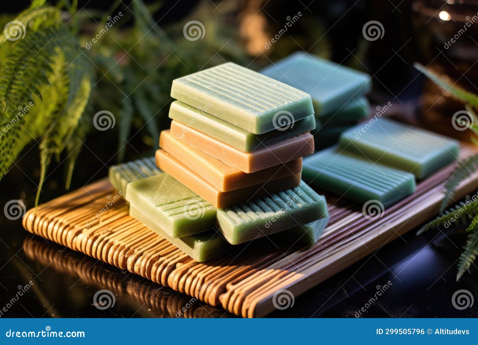 Macro Shot of Cbd Soap Bars Stacked on a Bamboo Mat Stock Photo - Image ...
