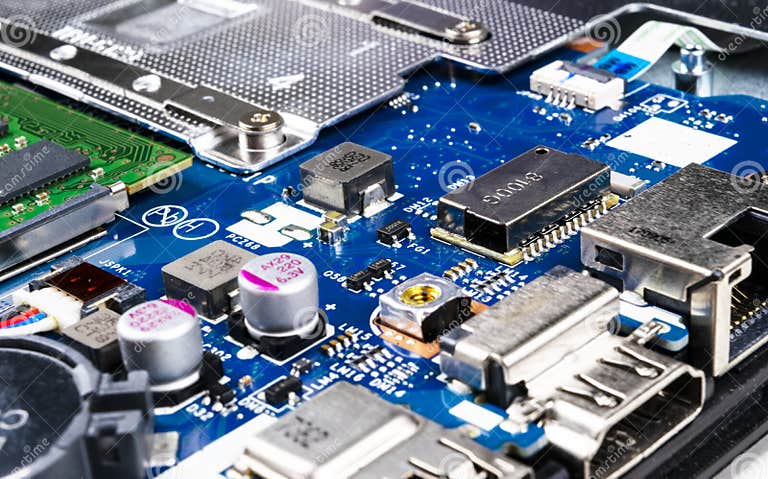 Macro Shot of Circuit Board with Resistors Microchips and Electronic ...