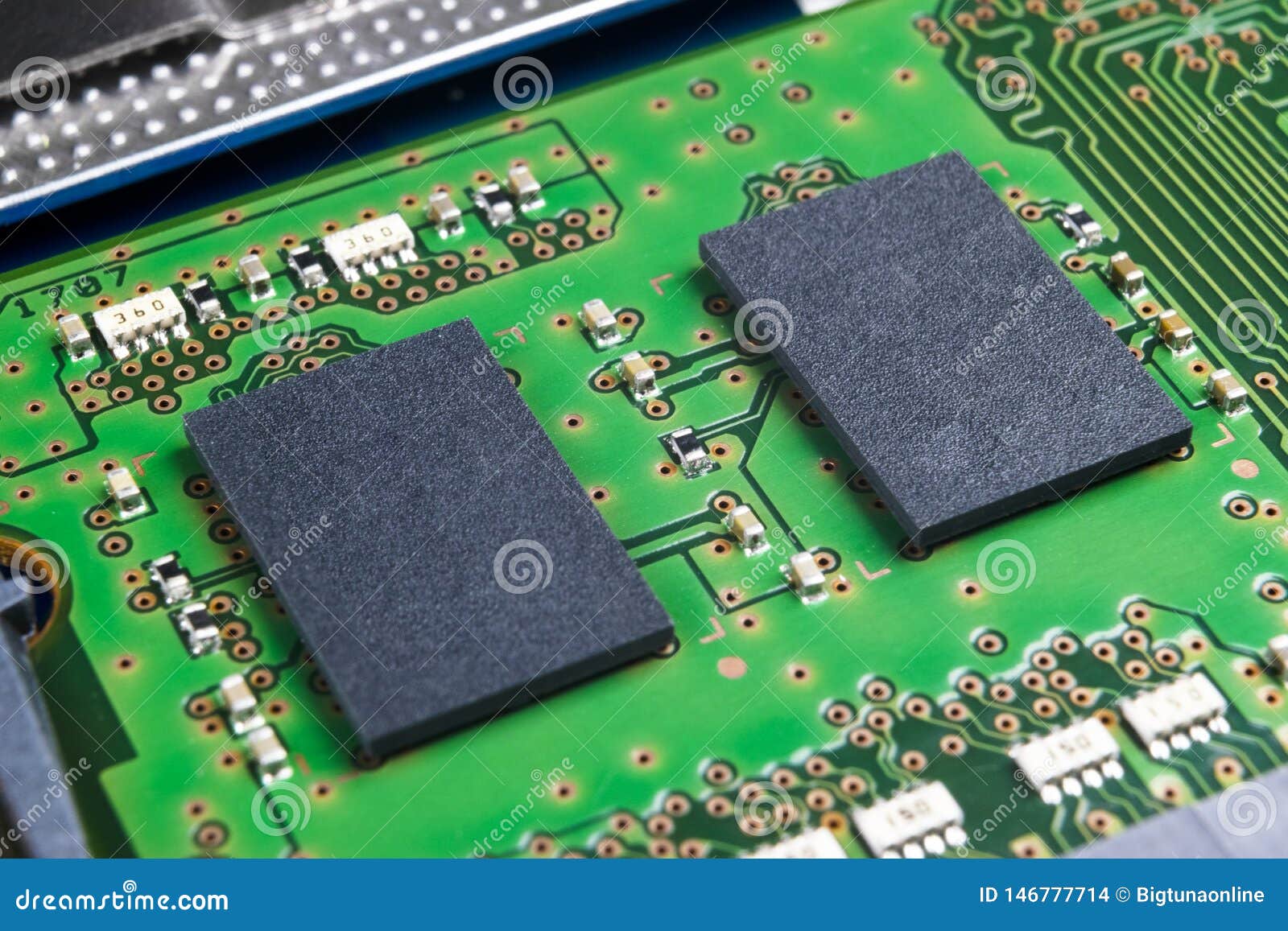 Macro Shot of Circuit Board with Resistors Microchips and Electronic ...