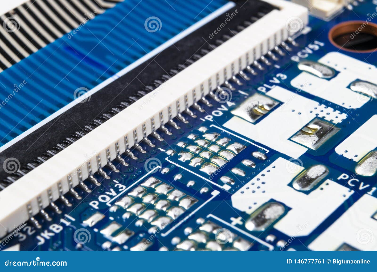 Macro Shot of Circuit Board with Resistors Microchips and Electronic ...