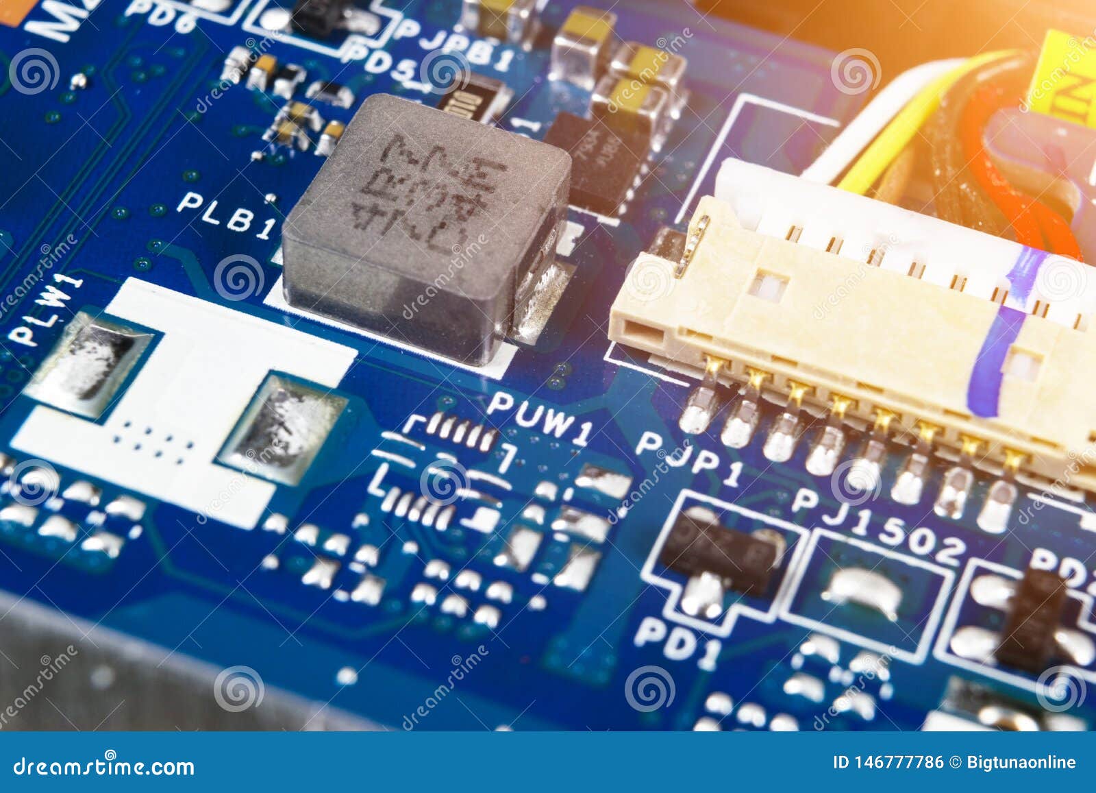 Macro Shot of Circuit Board with Resistors Microchips and Electronic ...