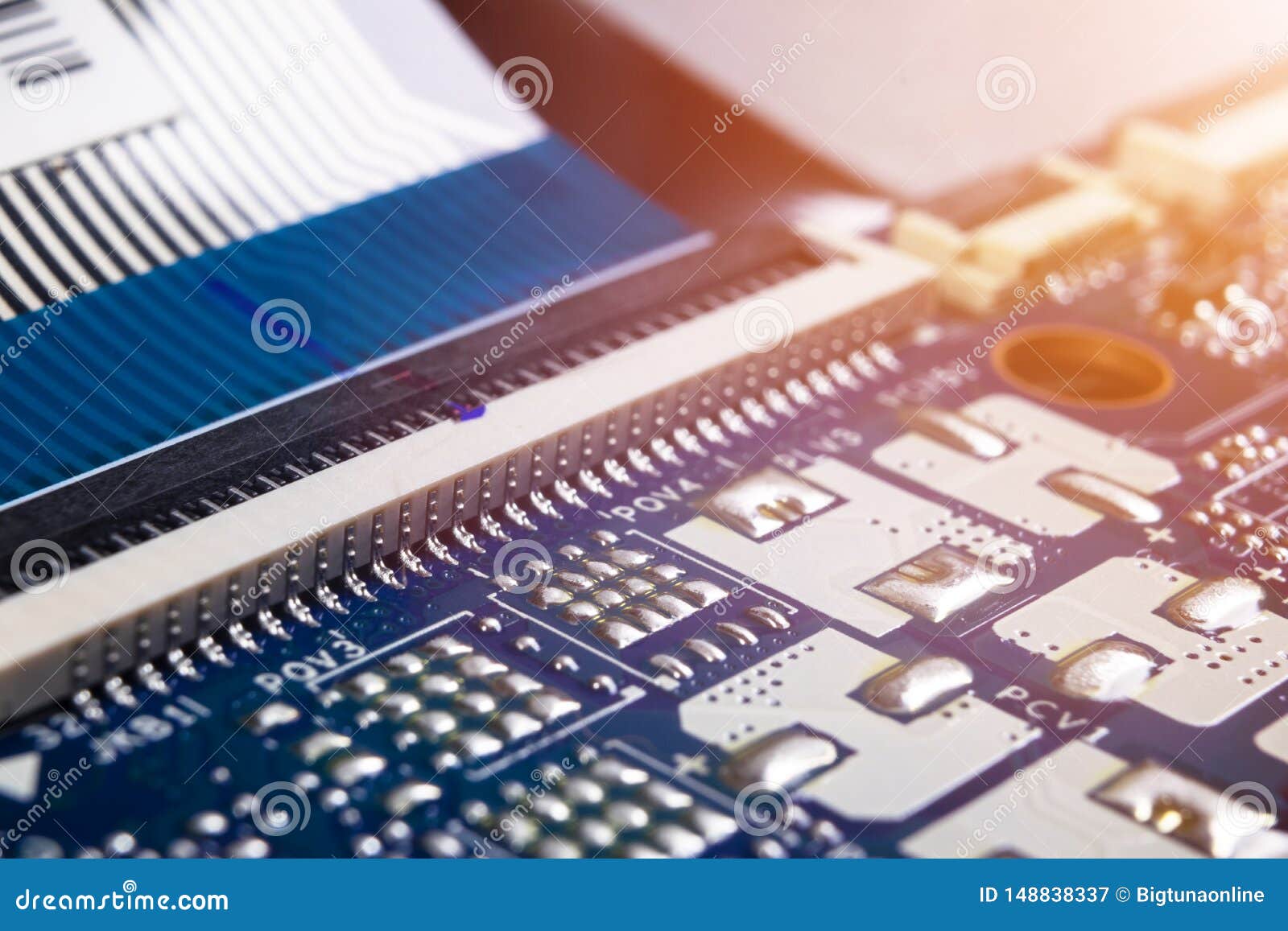 Macro Shot of Circuit Board with Resistors Microchips and Electronic ...