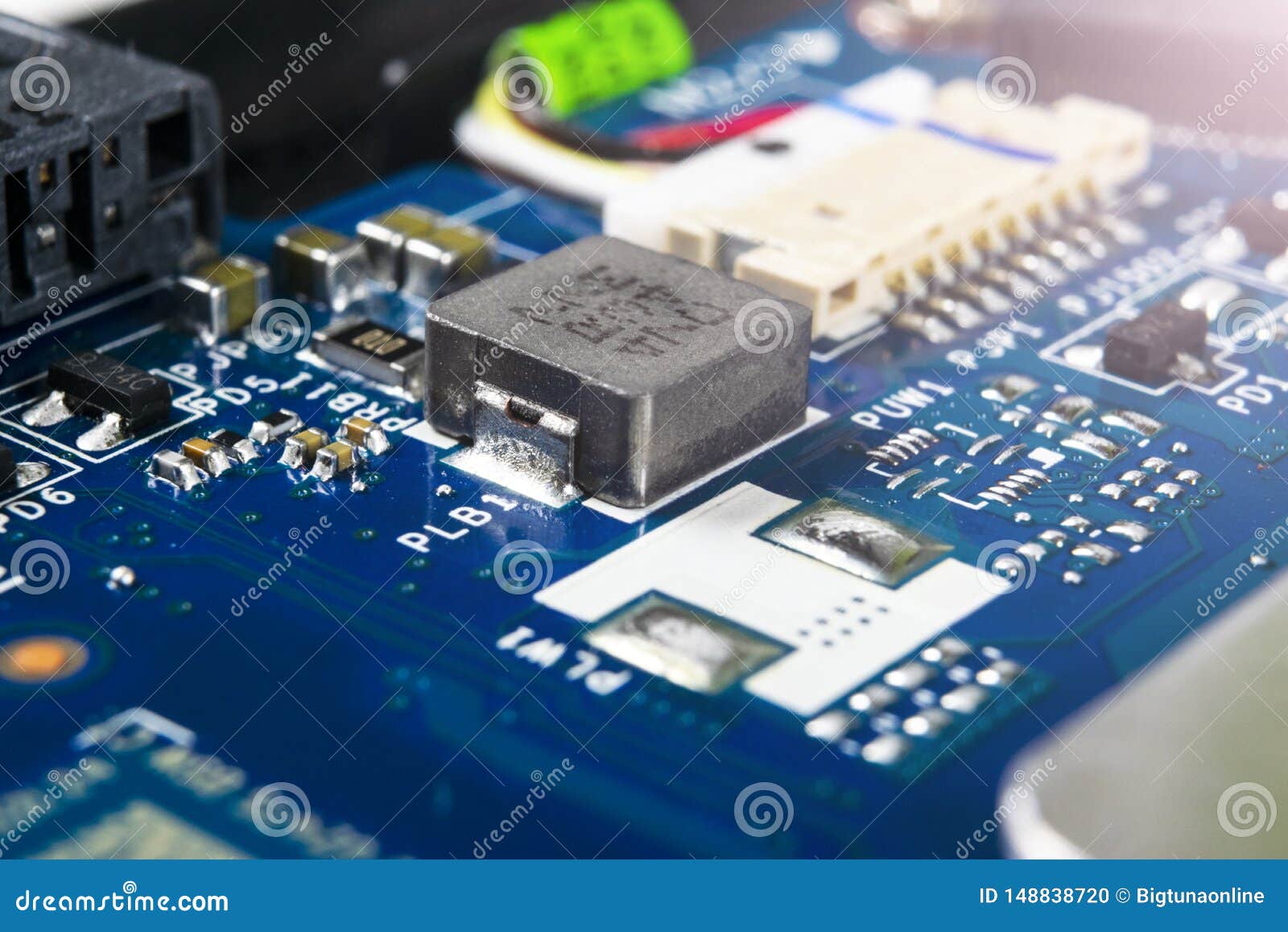Macro Shot of Circuit Board with Resistors Microchips and Electronic ...
