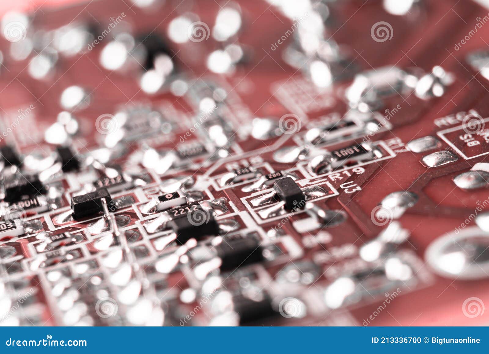 Macro Shot of Circuit Board with Resistors Microchips and Electronic ...