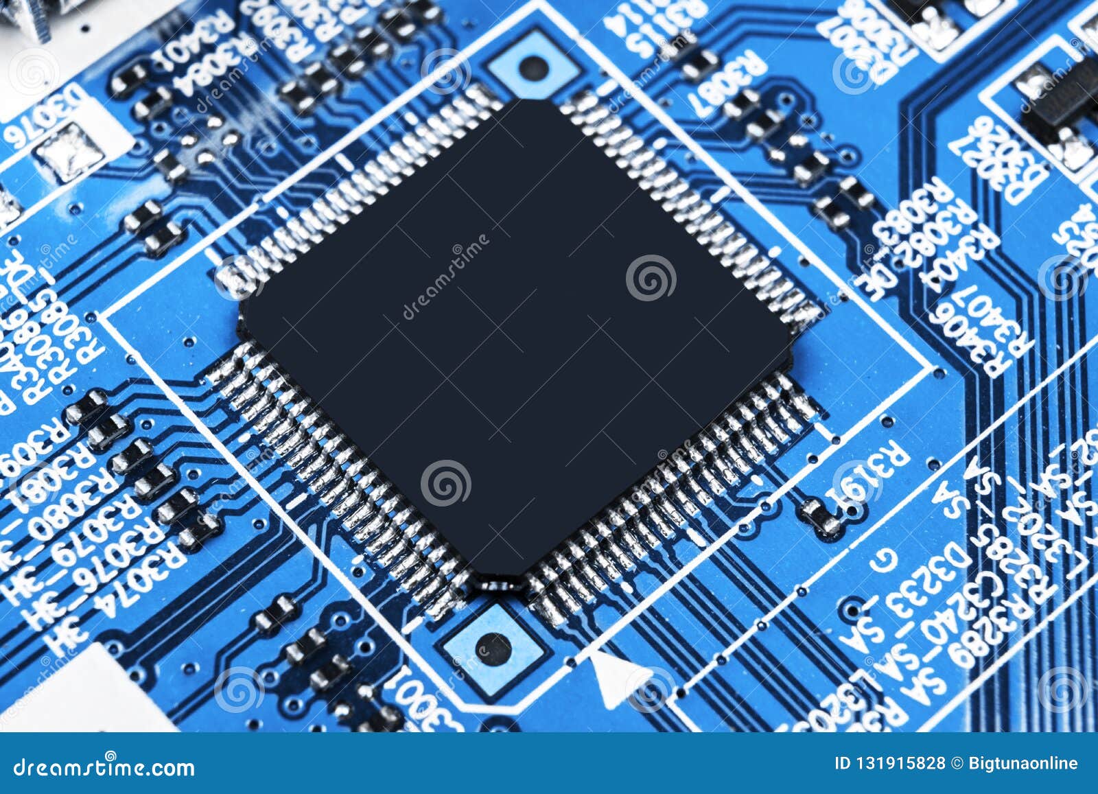 Macro Shot of a Circuitboard with Resistors Microchips and Electronic ...