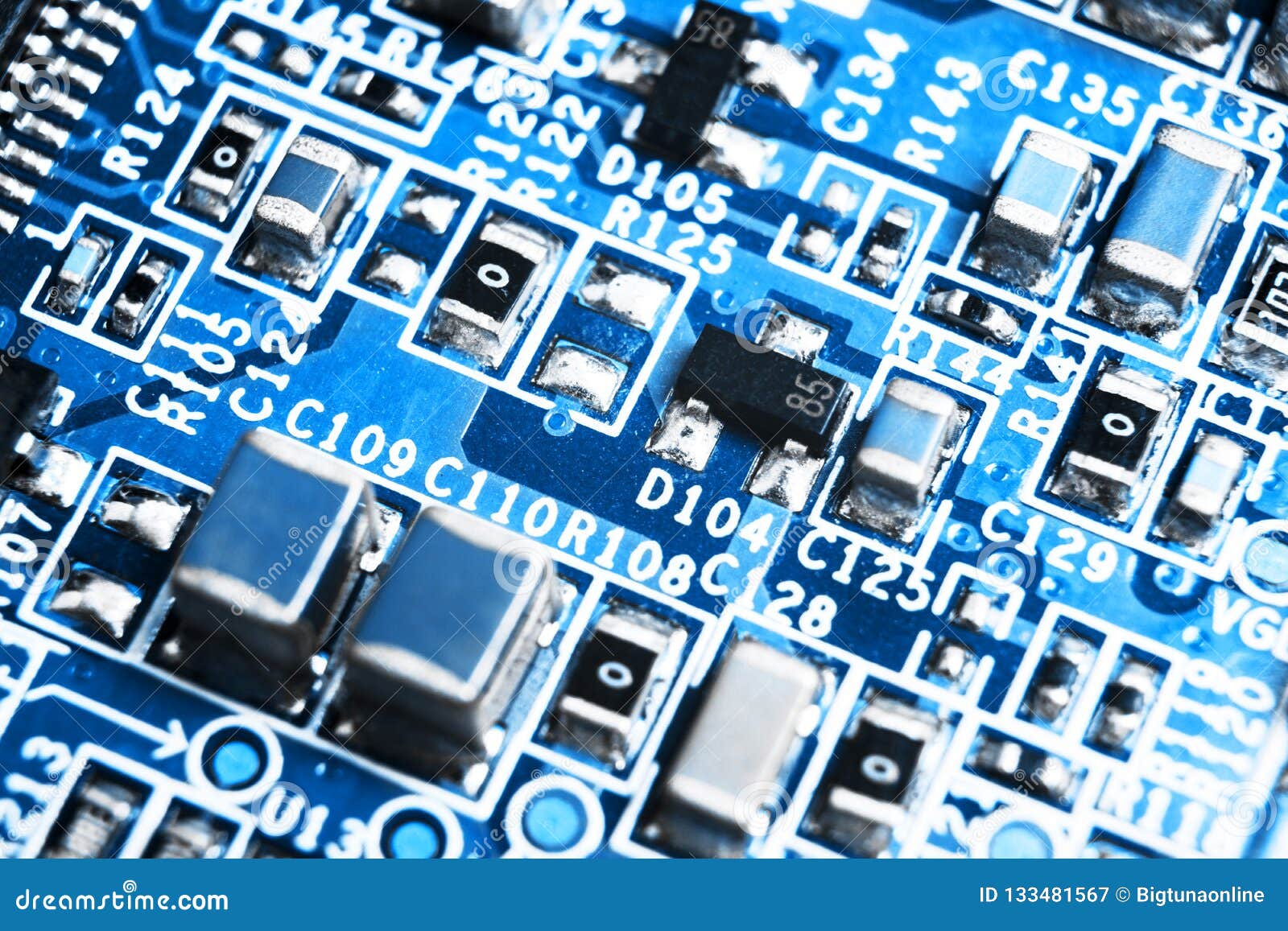 Macro Shot of a Circuitboard with Resistors Microchips and Electronic ...