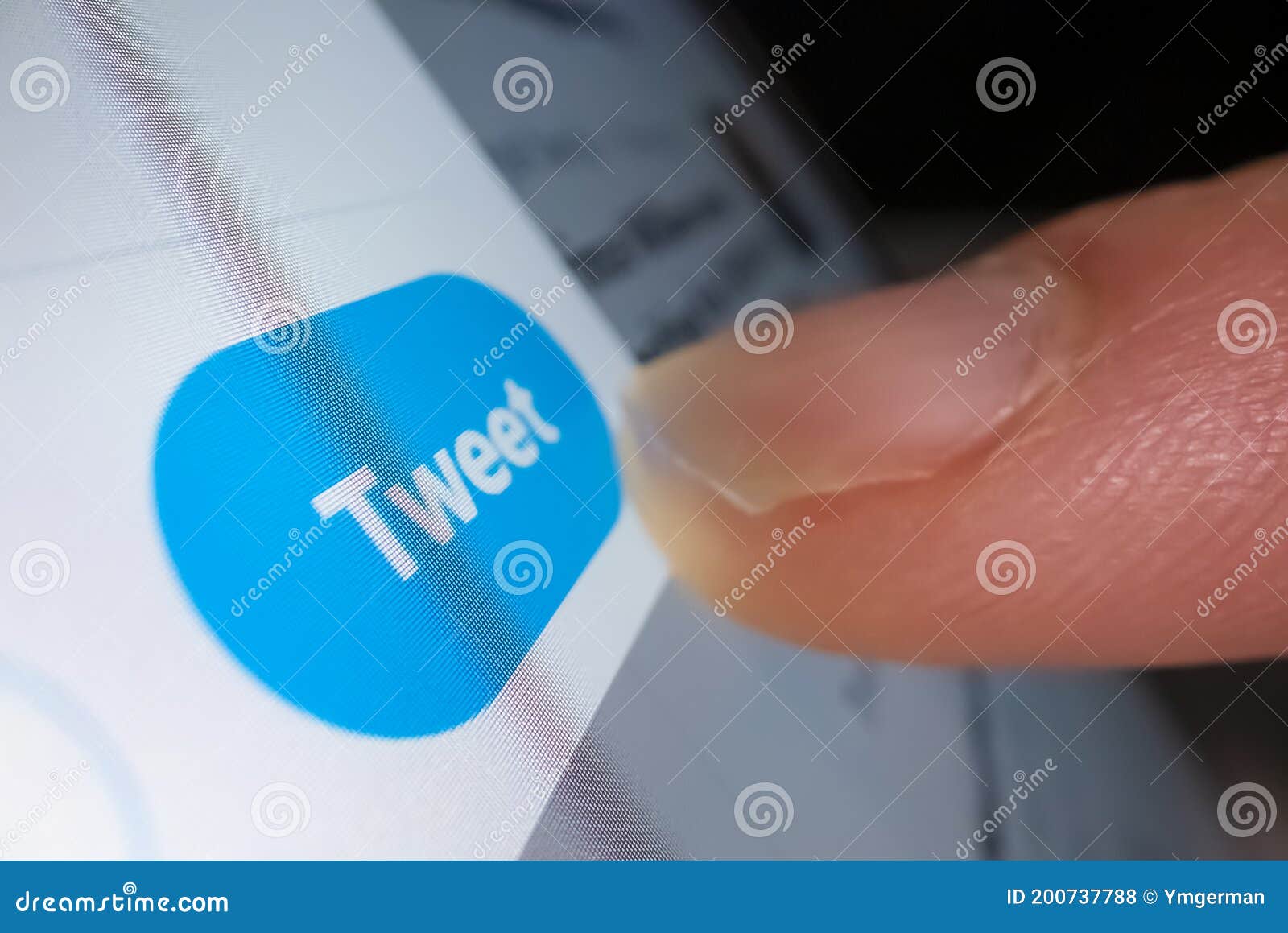 Macro Shot of Clicking the Tweet Button in Twitter Editorial Stock ...