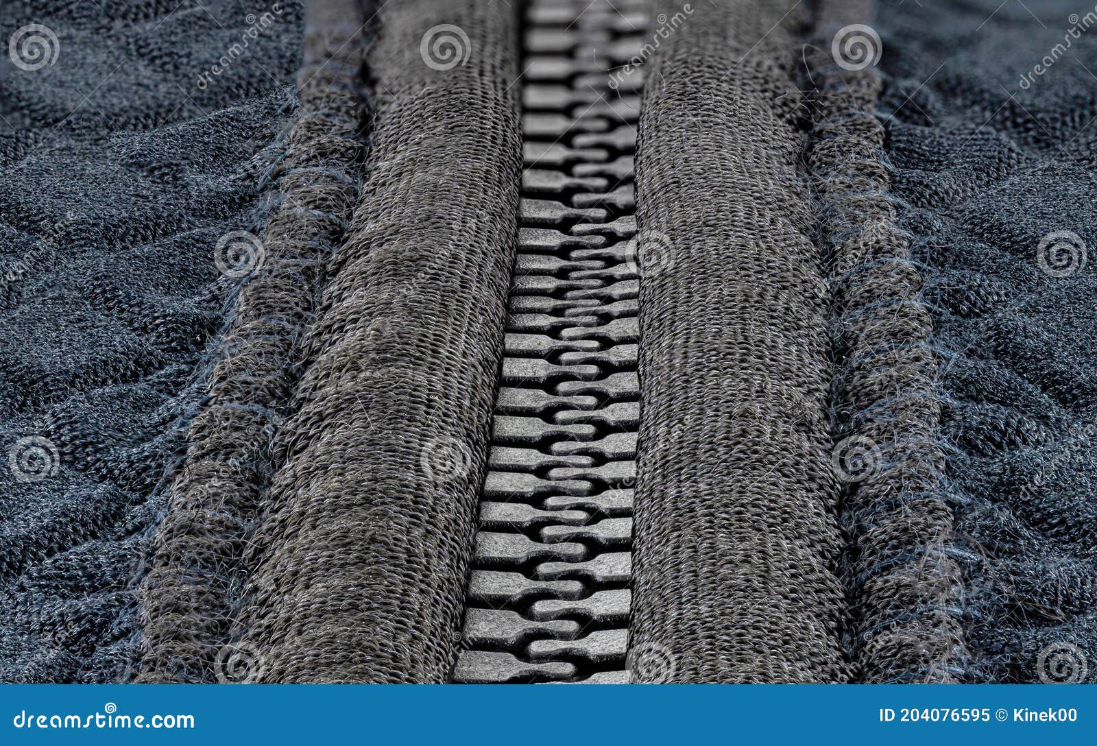A Macro Shot of a Closed, Plastic Zipper in a Modern Blue Garment ...