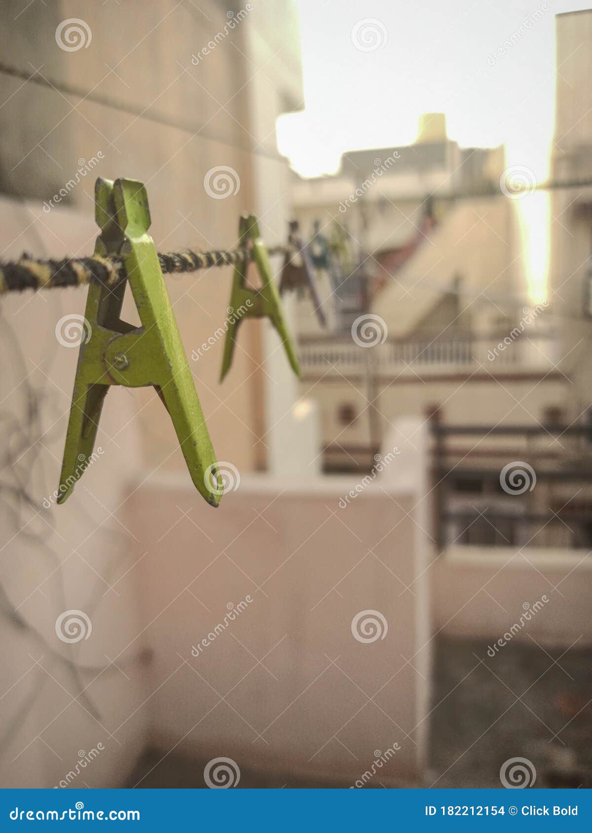 Macro Shot of Clothes Peg on a Clothesline Stock Photo - Image of ...