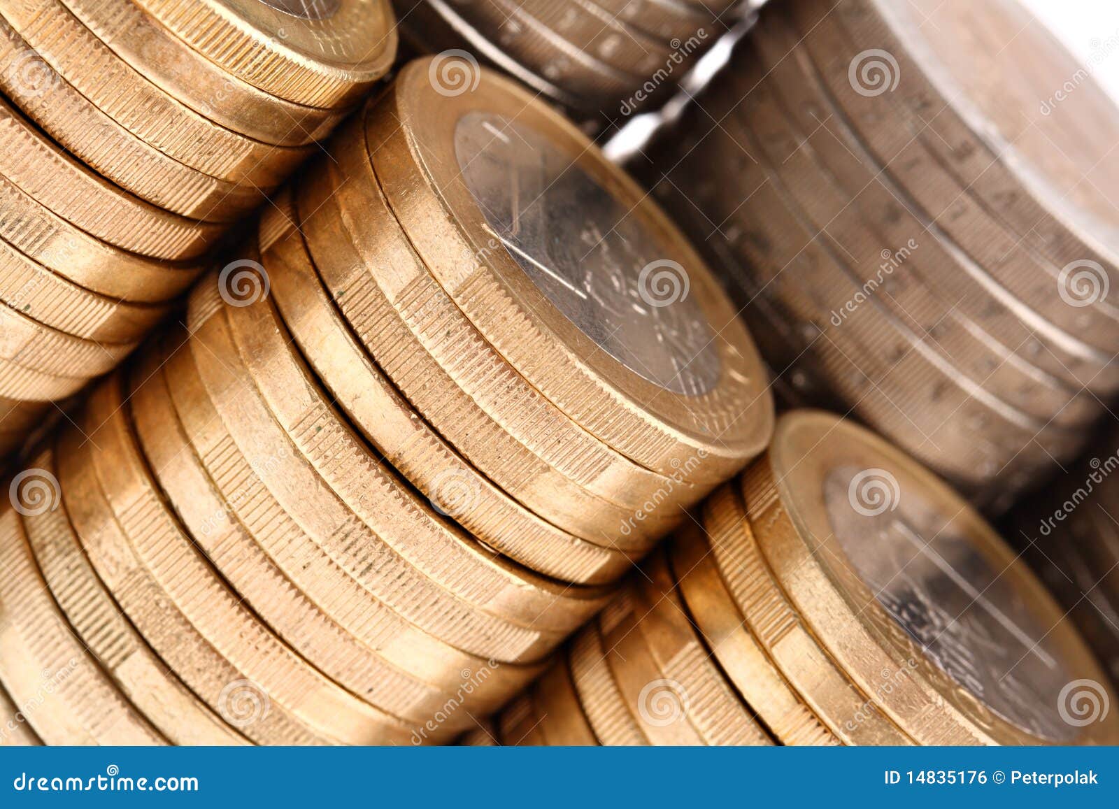Macro Shot of Coins Organized in Columns and Rows Stock Photo - Image ...