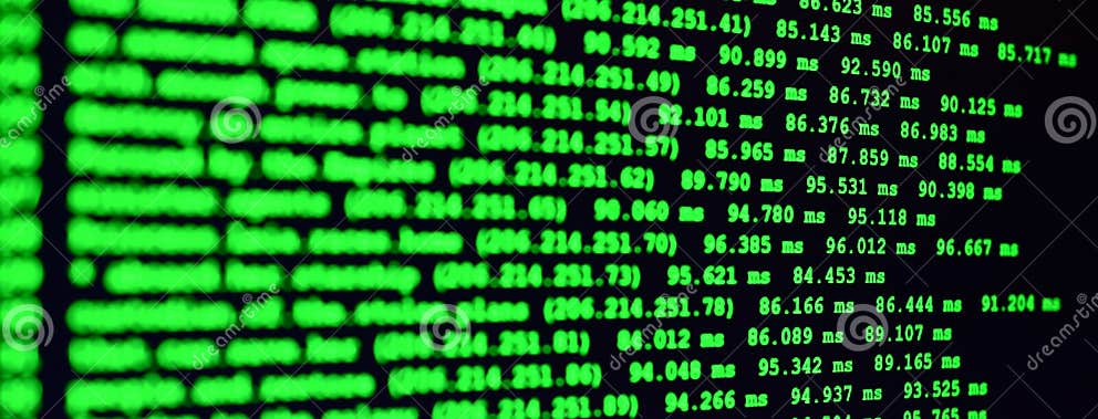 Macro Shot of the Command Line on the Monitor of the Office Computer ...