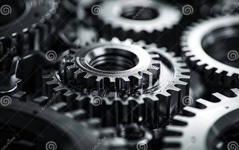 A Macro Shot of a Complex Gear System, with Various Interlocking Cogs ...