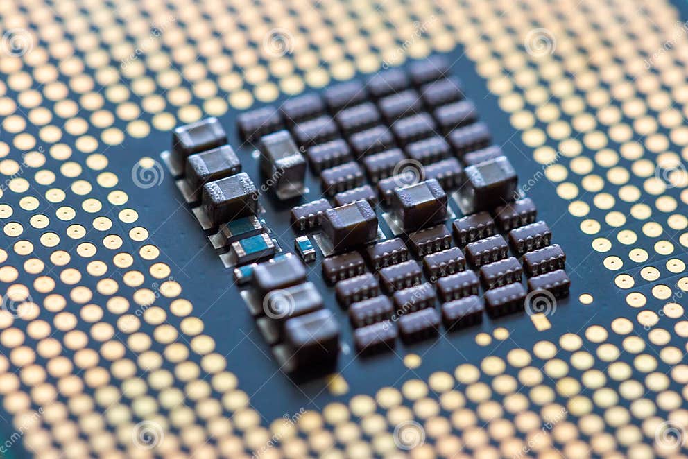 Macro Shot of Computer Chips on a Computer Board Stock Photo - Image of ...