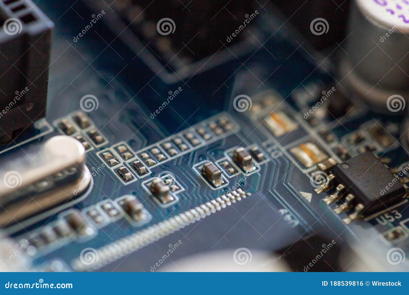 Macro Shot of Computer Chips on a Computer Board Stock Photo - Image of ...