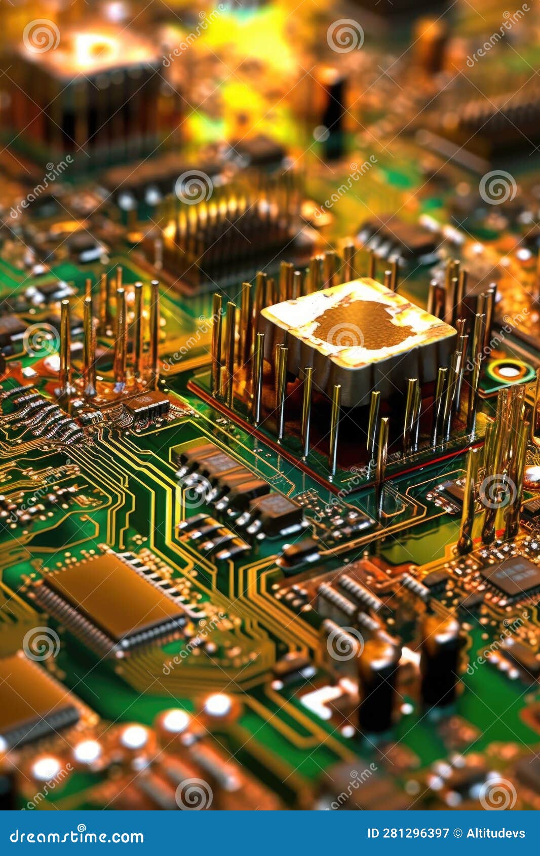 Macro Shot of Computer Chips on a Circuit Board Stock Image - Image of ...