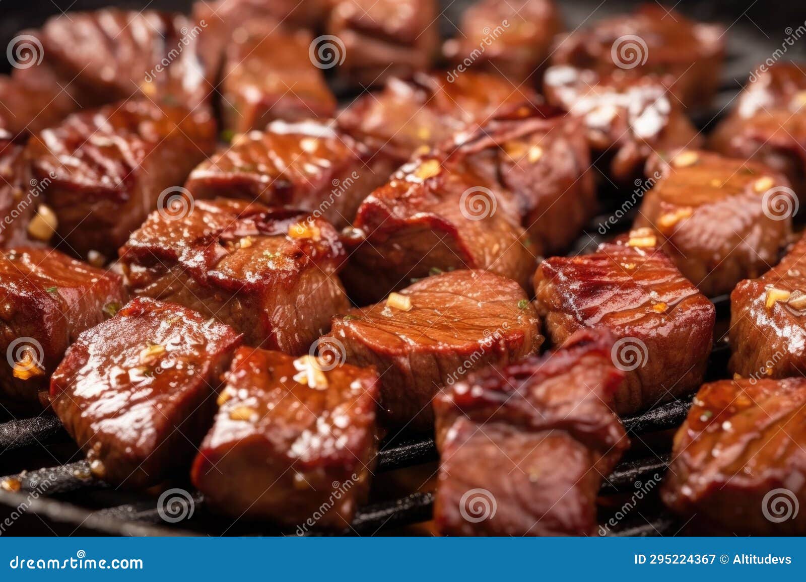 Macro Shot of Cooked Garlic Bbq Steak Tips Stock Image - Image of ...