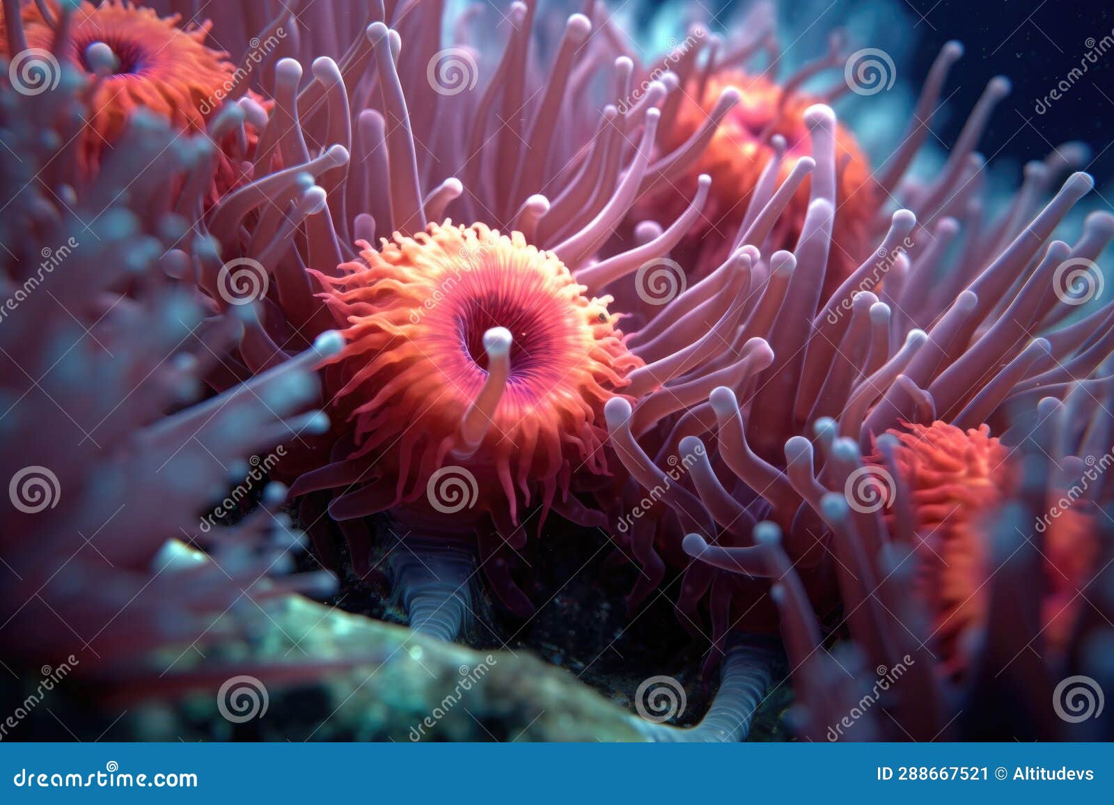Macro Shot of Coral Polyps Capturing Prey Stock Image - Image of ...