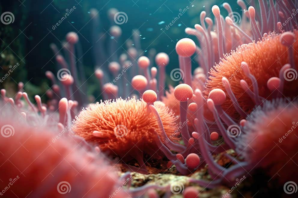 Macro Shot of Coral Polyps Capturing Tiny Organisms Stock Photo - Image ...