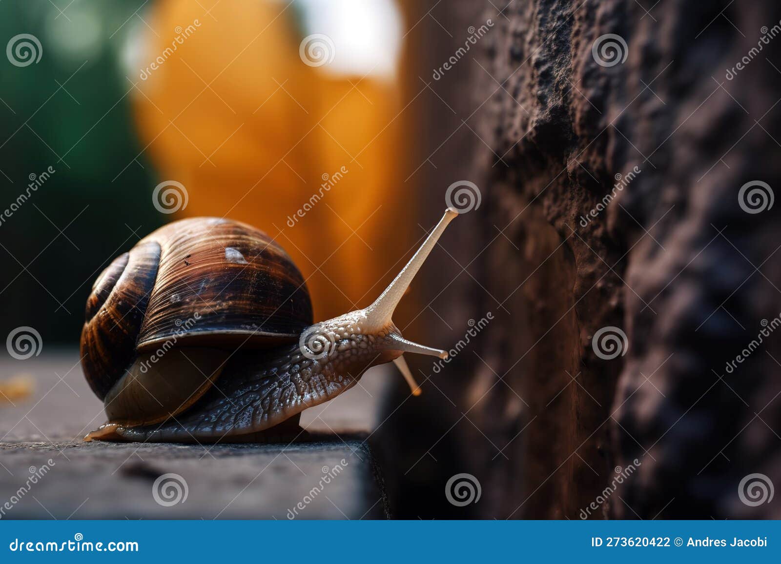 Macro Shot of Cute Snail Climbing a Wall. Stock Illustration ...