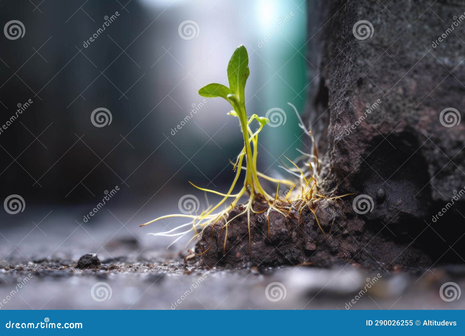 Macro Shot of Dandelion Roots Breaking through Concrete Stock Image ...