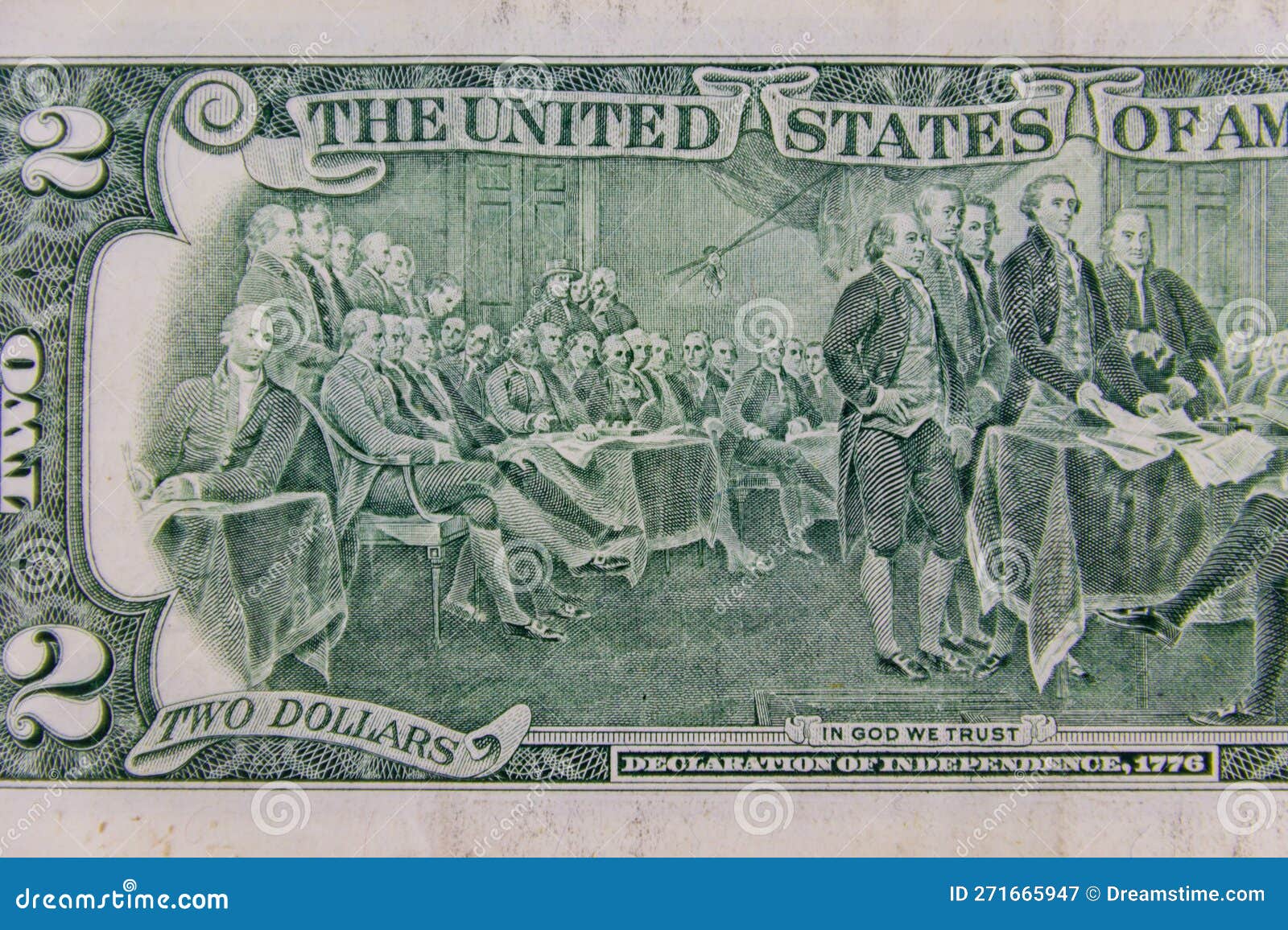 Macro Shot of the Declaration of Independence, 1776 Drawing from Back ...