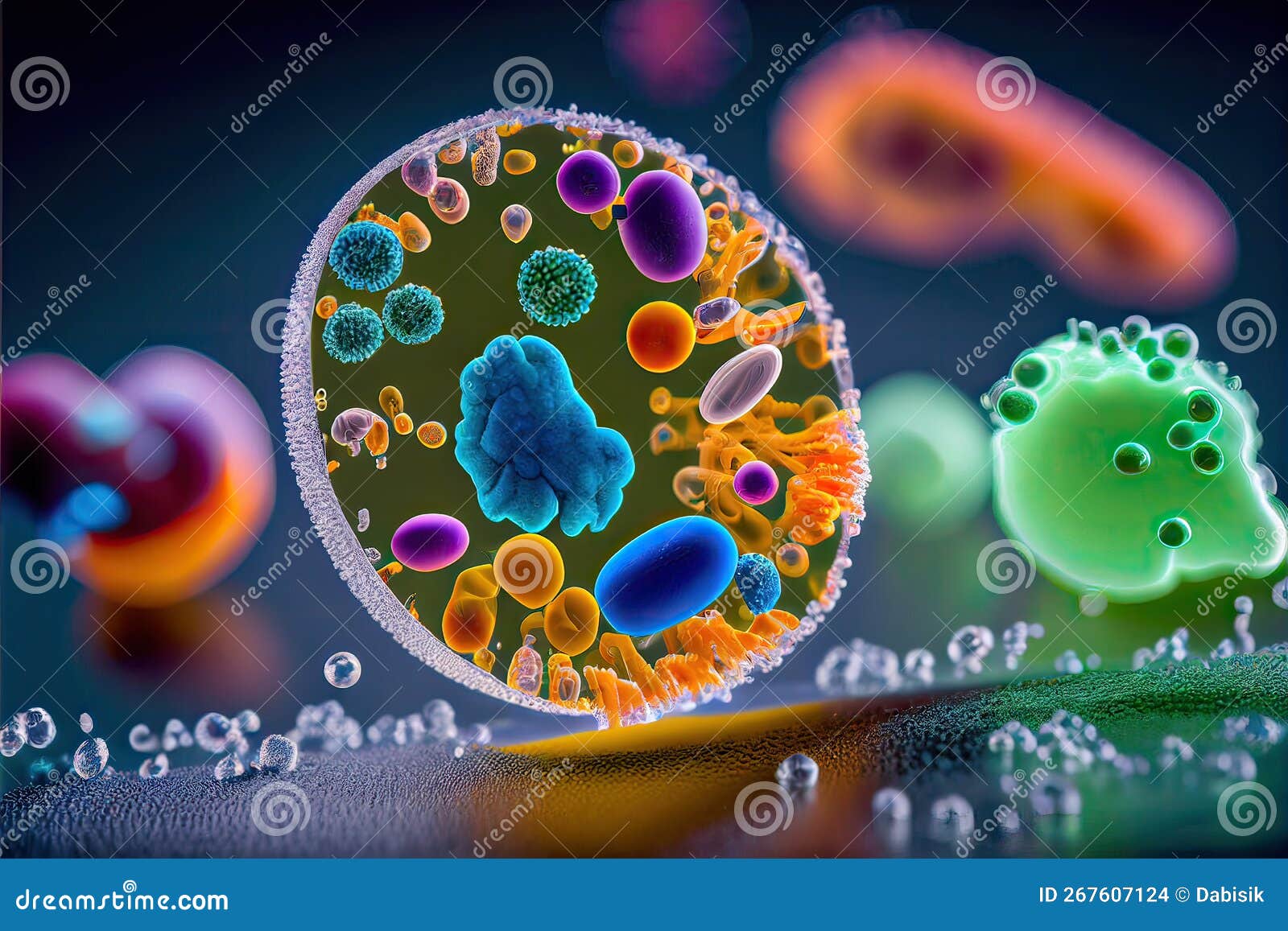 Macro Shot of Different Types of Microbes. Generative AI Stock ...