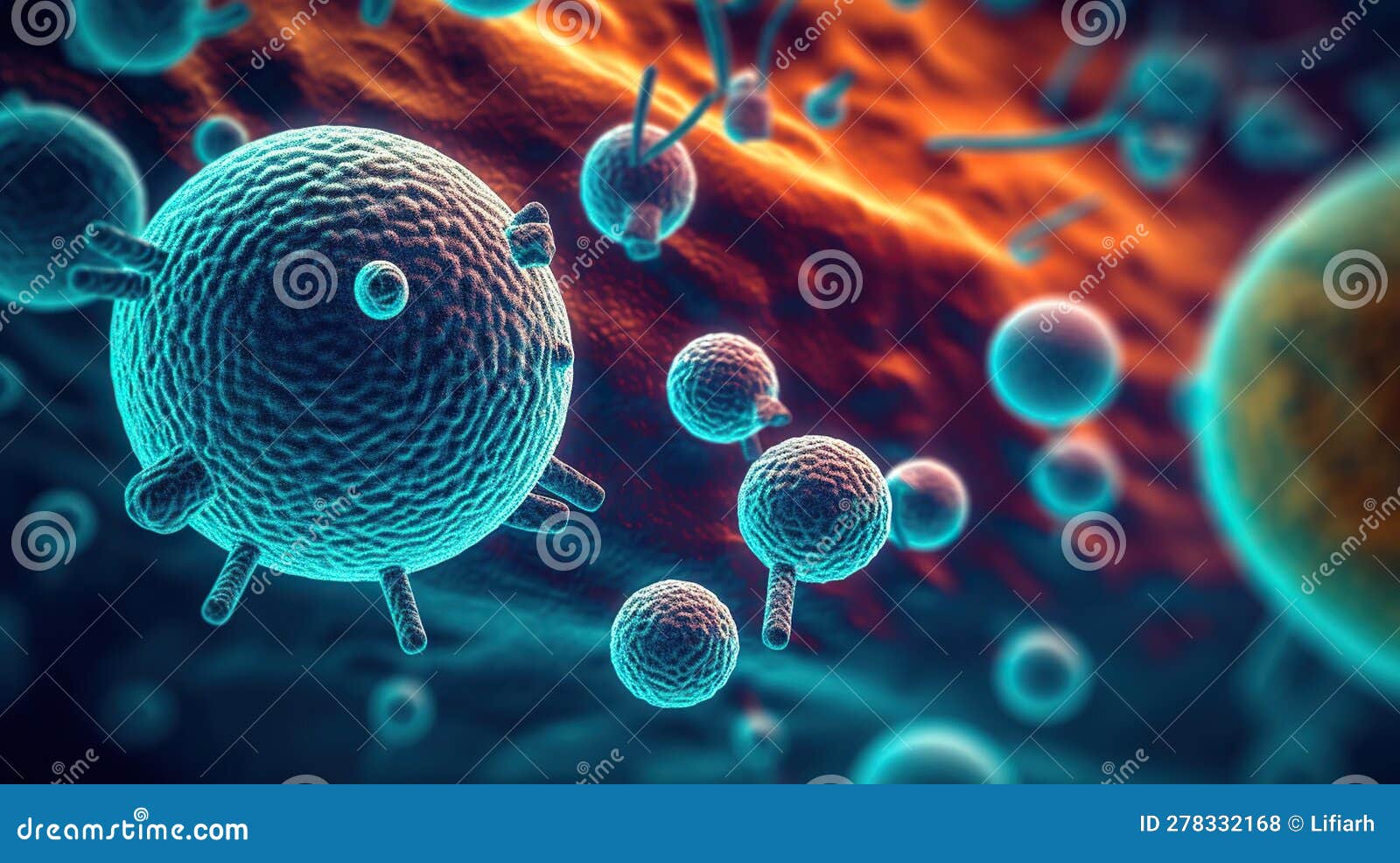 Macro Shot of Different Types of Microbes. Virus Cells and Bacteria on ...