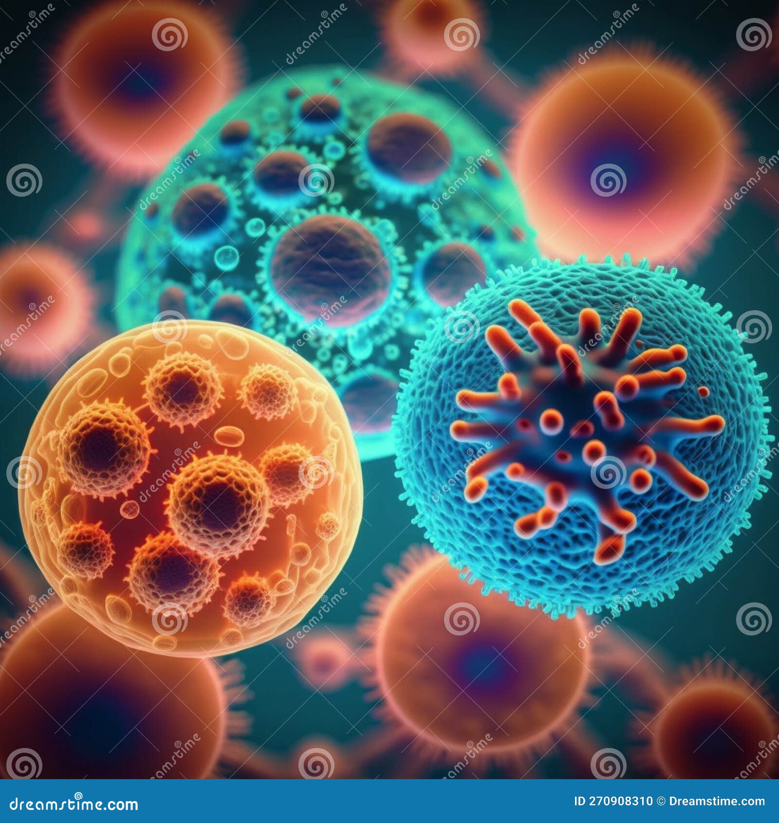 Macro Shot of Different Types of Microbes Virus Cells Stock Photo ...