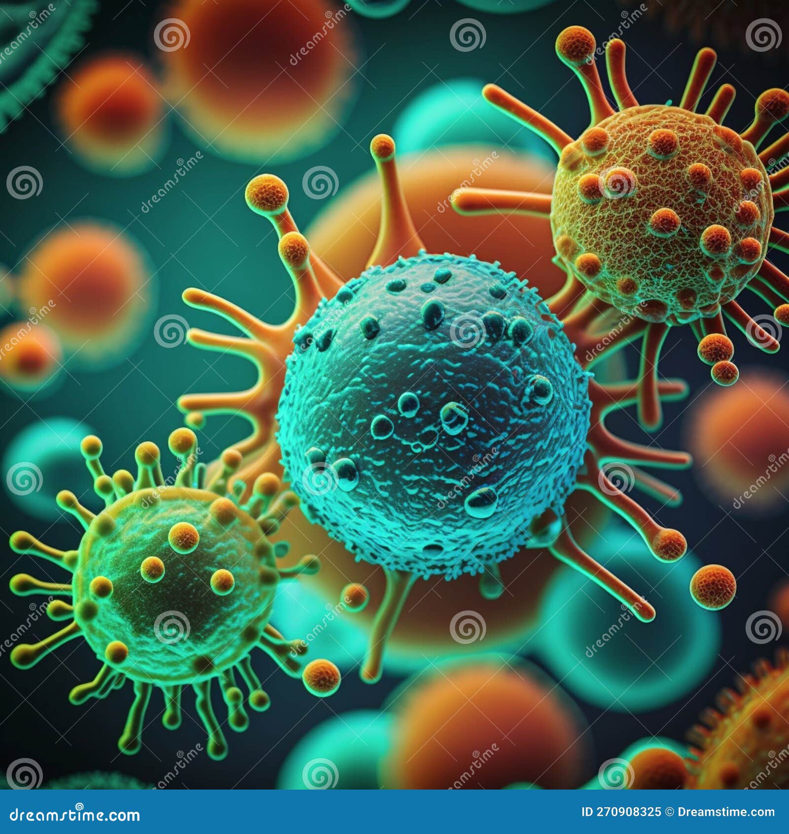 Macro Shot of Different Types of Microbes Virus Cells Stock Image ...