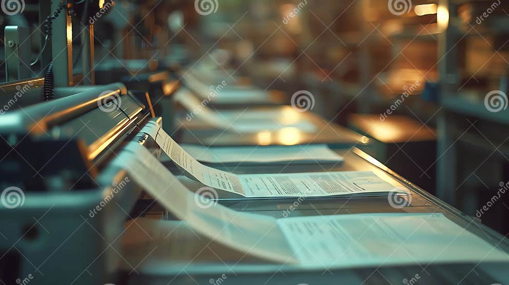 Macro Shot of the Document Scanning Process Stock Illustration ...