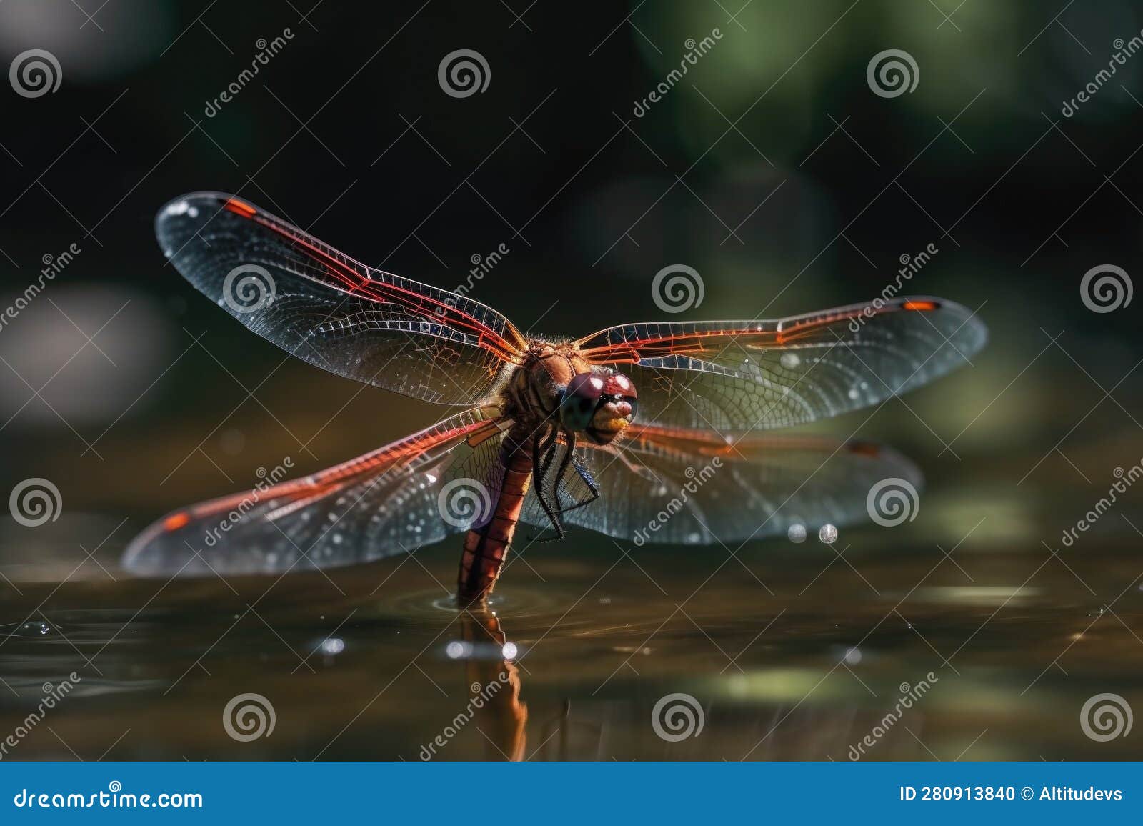 Macro Shot of Dragonfly in Flight, Its Wings Buzzing Stock Photo ...