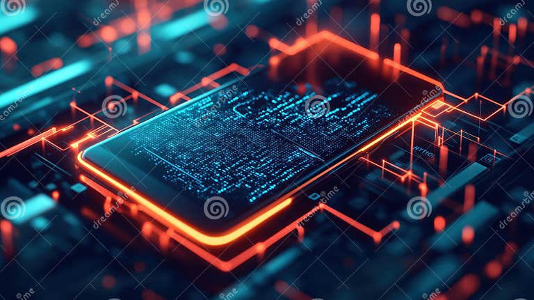 Macro Shot of Encrypted Data on Smartphone Process Stock Photo - Image ...