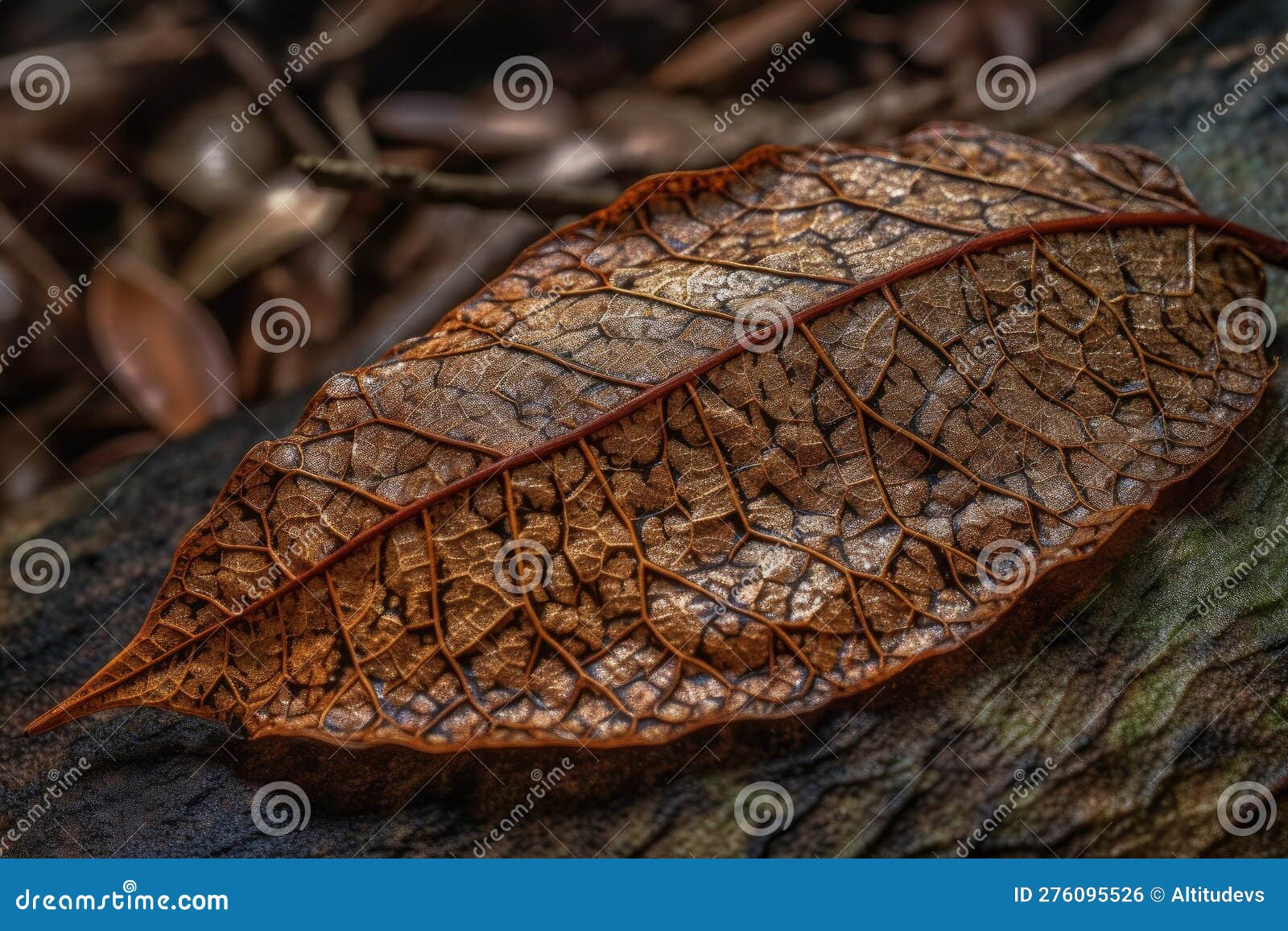 Macro Shot of Fallen Leaf with Intricate Pattern and Texture Visible ...