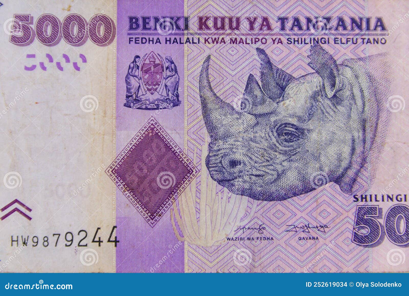 Macro Shot of Five Thousand Tanzanian Shillings Banknote Stock Photo ...