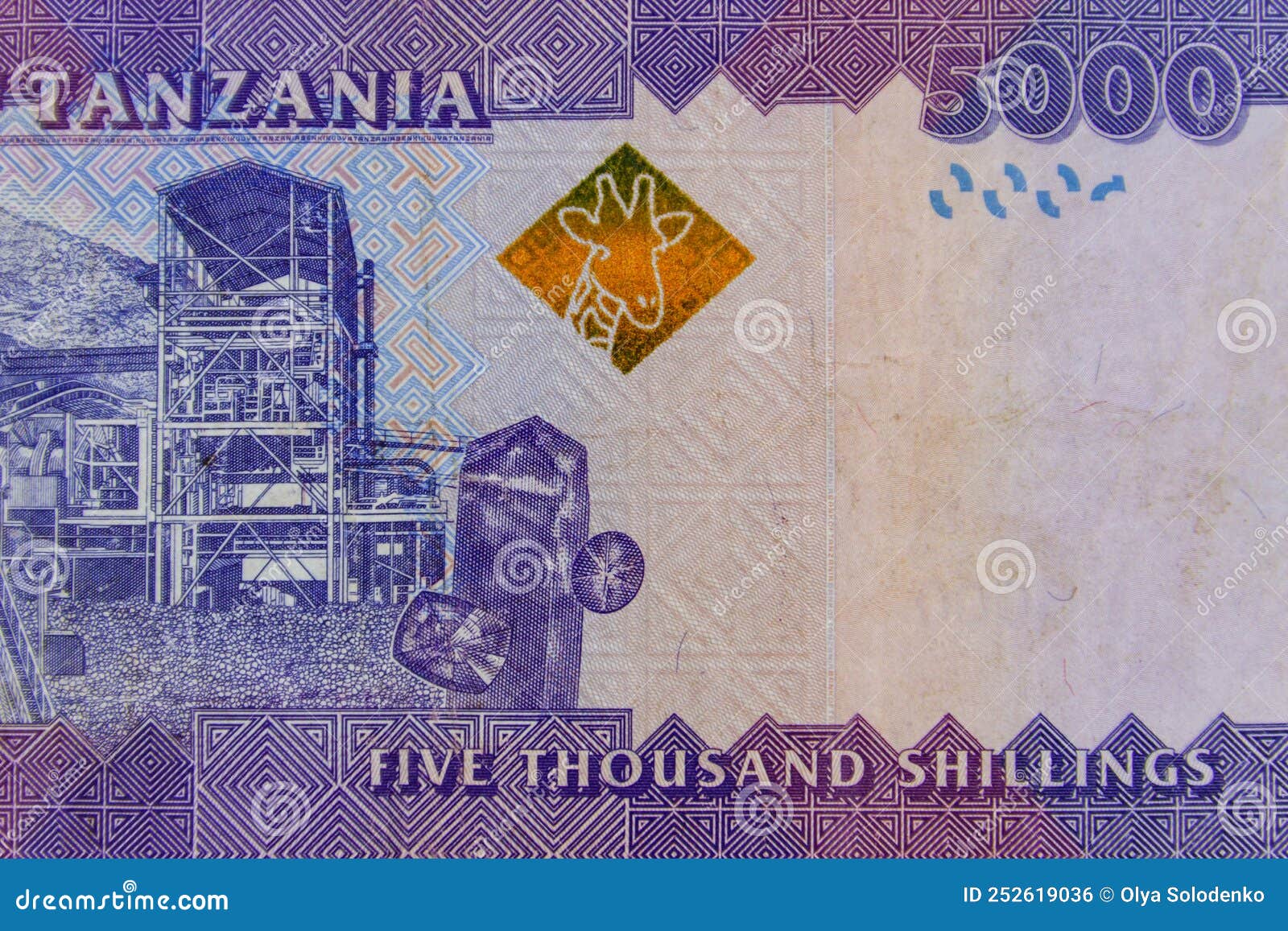 Macro Shot of Five Thousand Tanzanian Shillings Banknote Stock Photo ...