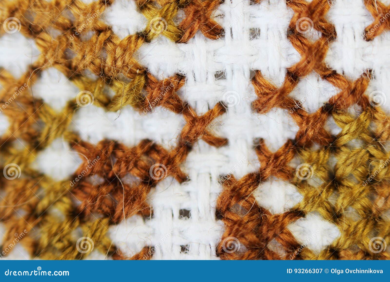 Macro Shot Fragment Embroidery Pattern Brown Thread Handmade Embroidery ...