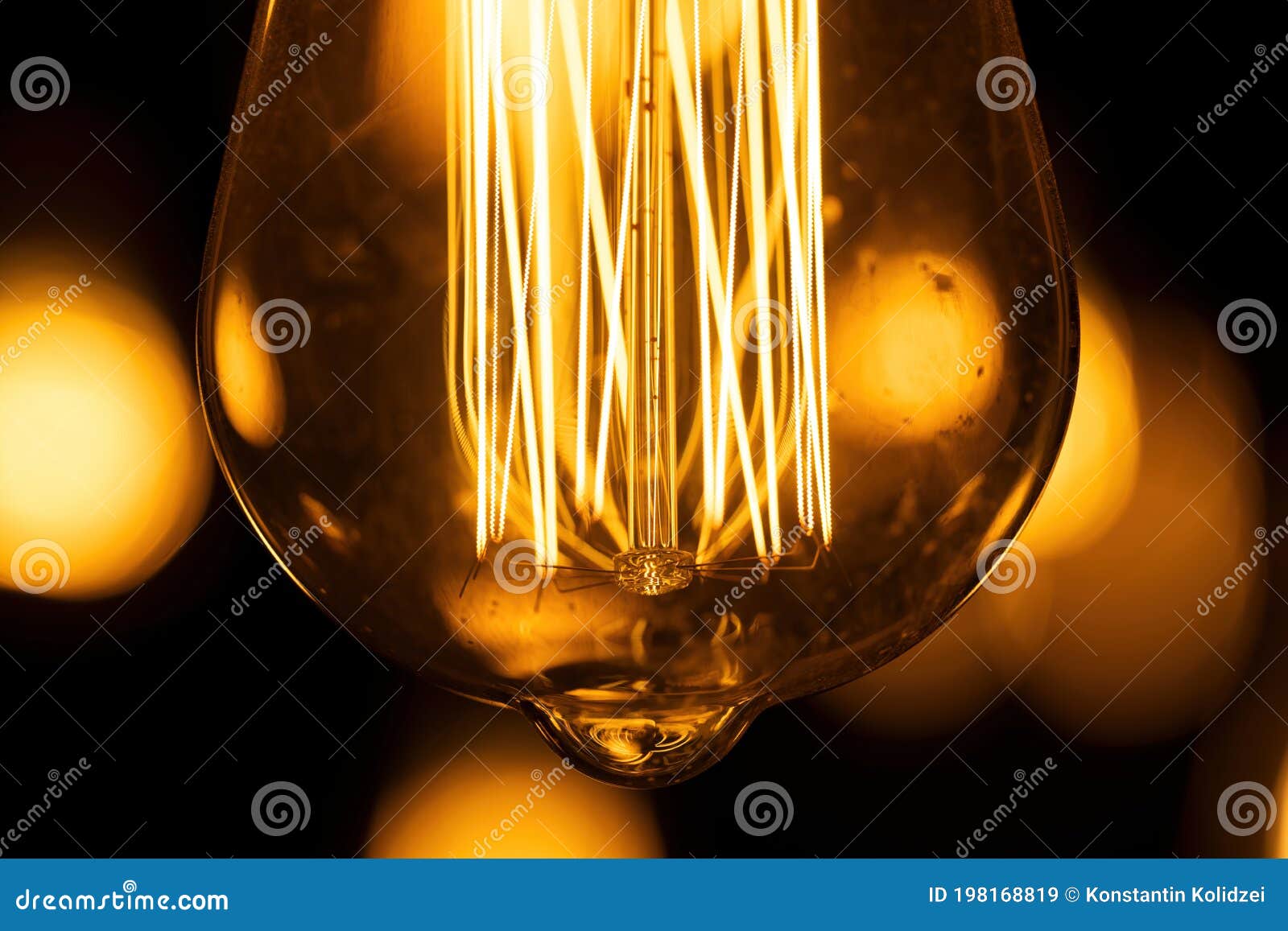 Macro Shot of Glowing Edison Lamp. Stock Image - Image of fire, edison ...
