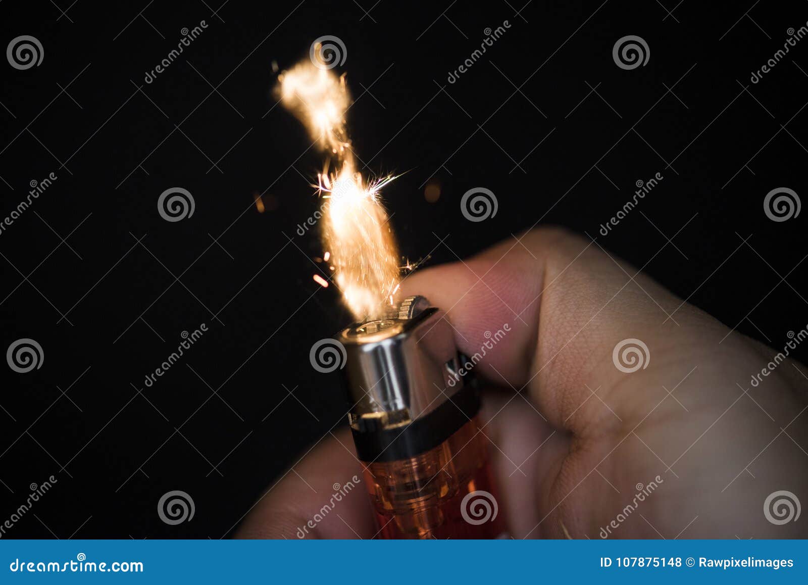 Macro Shot of Hand Lighting Up Lighter Stock Photo - Image of spark ...