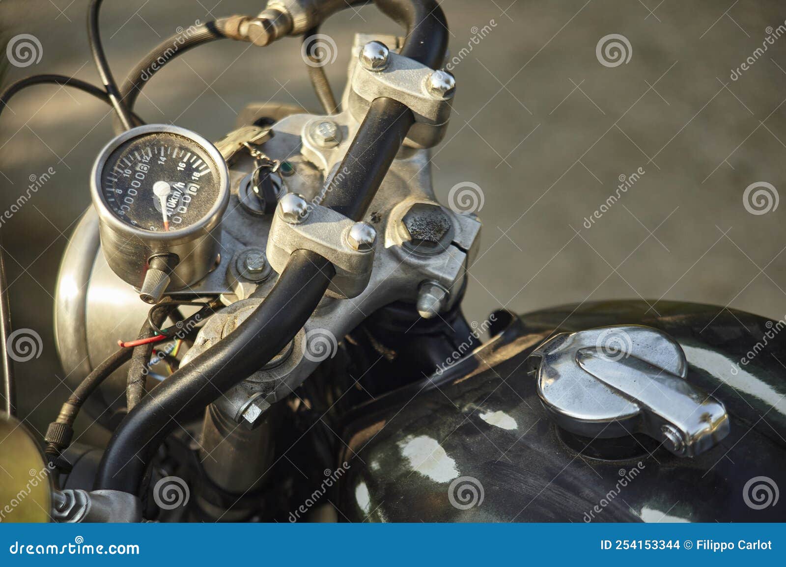Handlebar of an Old Motorcycle Left in Time Stock Photo - Image of ...
