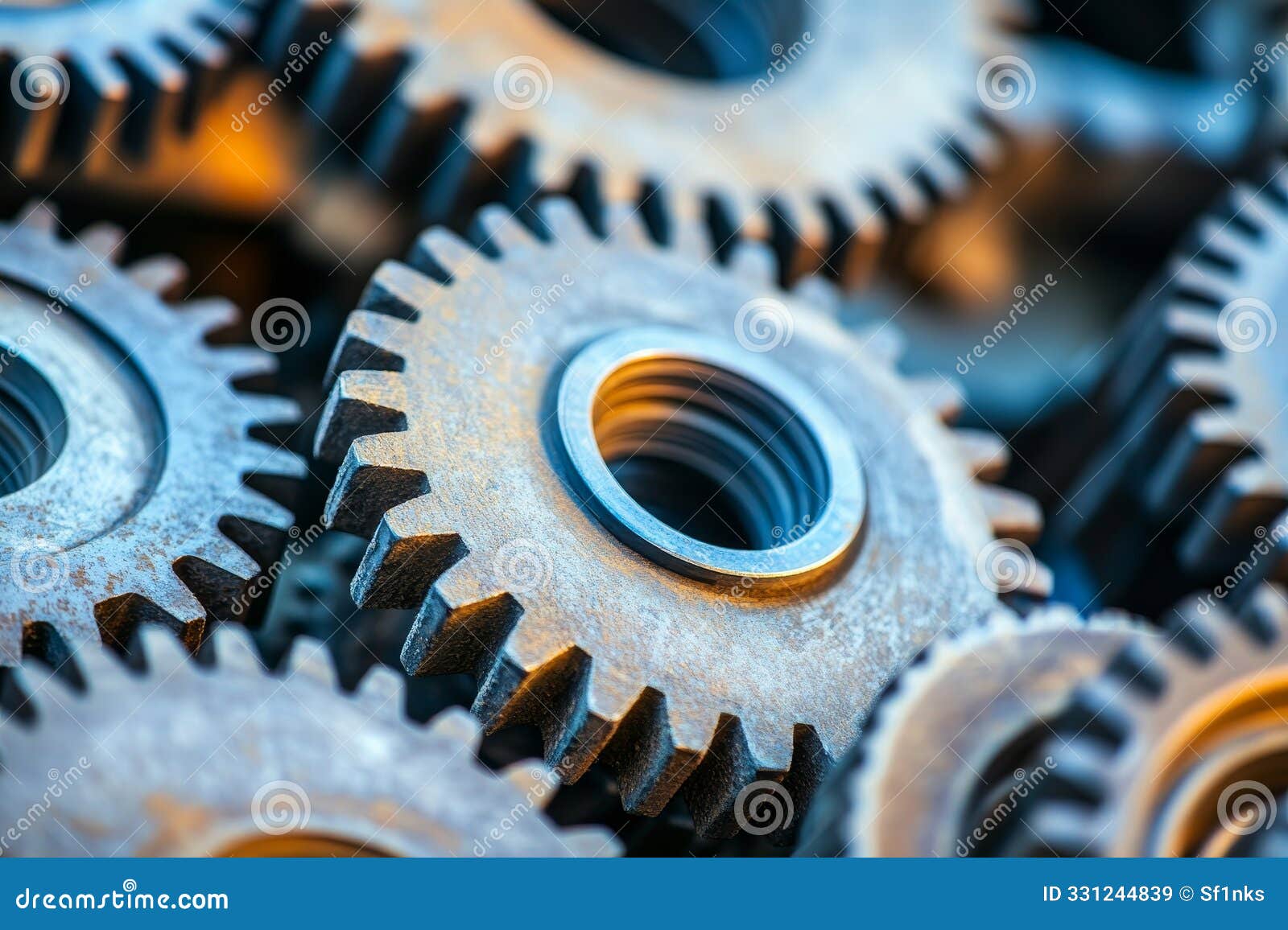 Macro Shot of Interlocking Metal Gears with Precise Teeth, Showcasing ...