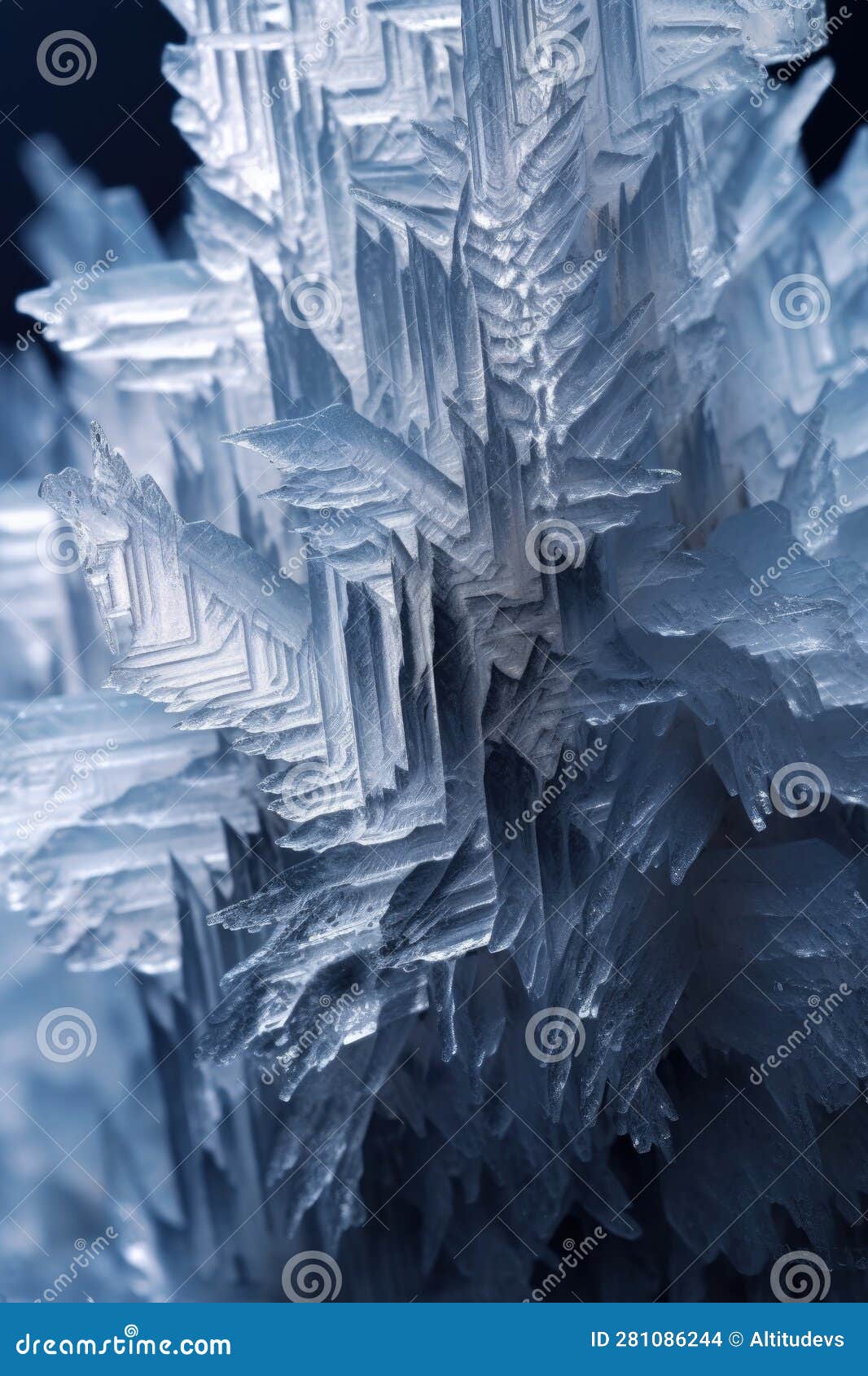 Macro Shot of Intricate Ice Crystal Patterns Stock Illustration ...