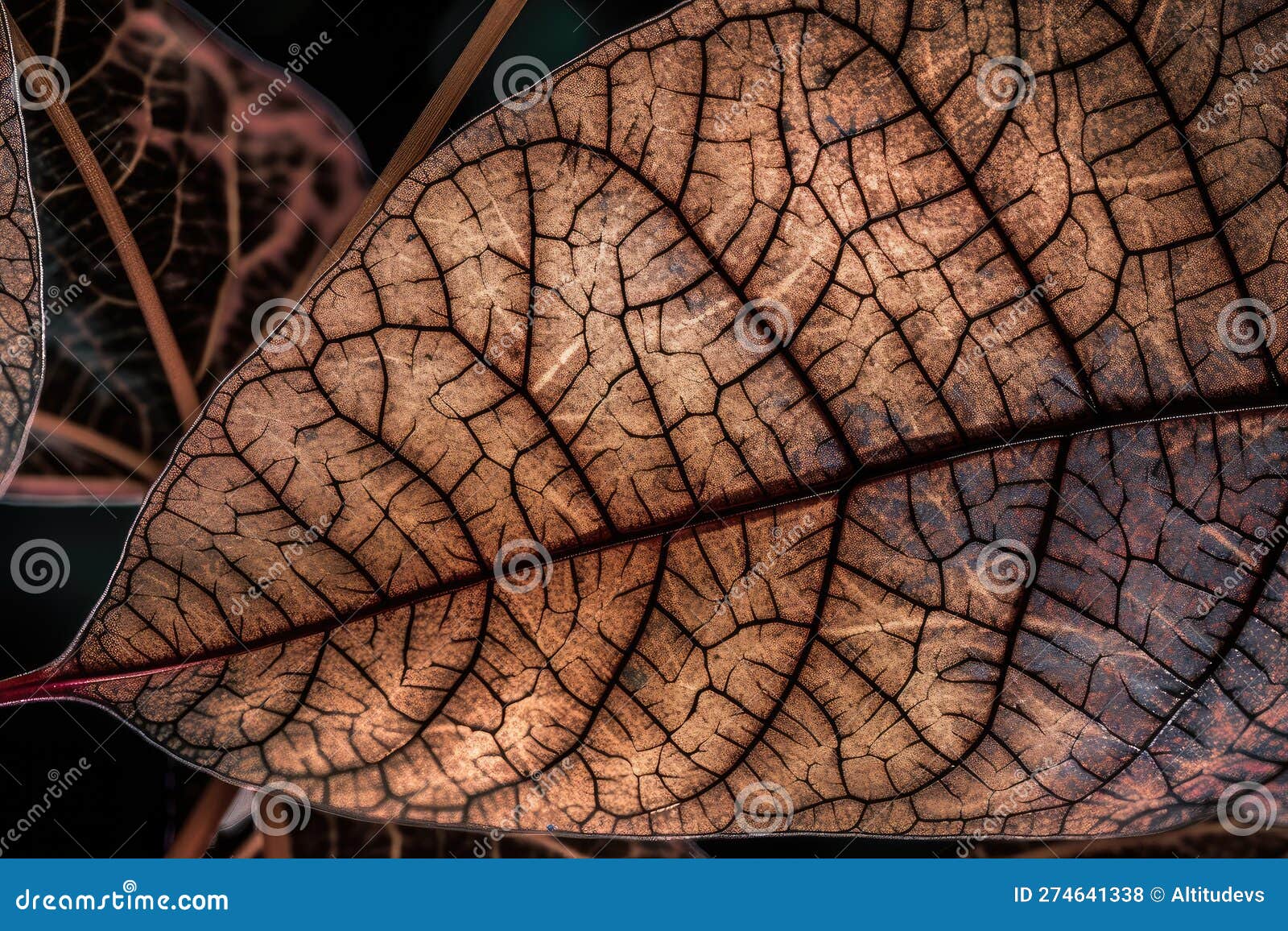 Macro Shot of Intricate Leaf Veins and Patterns on a Flowering Plant ...