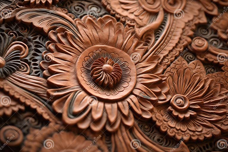 Macro Shot of Intricate Leather Tooling Patterns Stock Illustration ...
