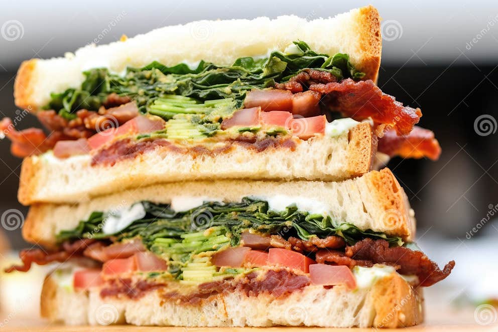 Macro Shot of the Layers Inside a Blt Sandwich Stock Image - Image of ...